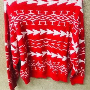 Express | Sweaters | Express Red Holiday Geometric Pullover Sweater Nwt ...